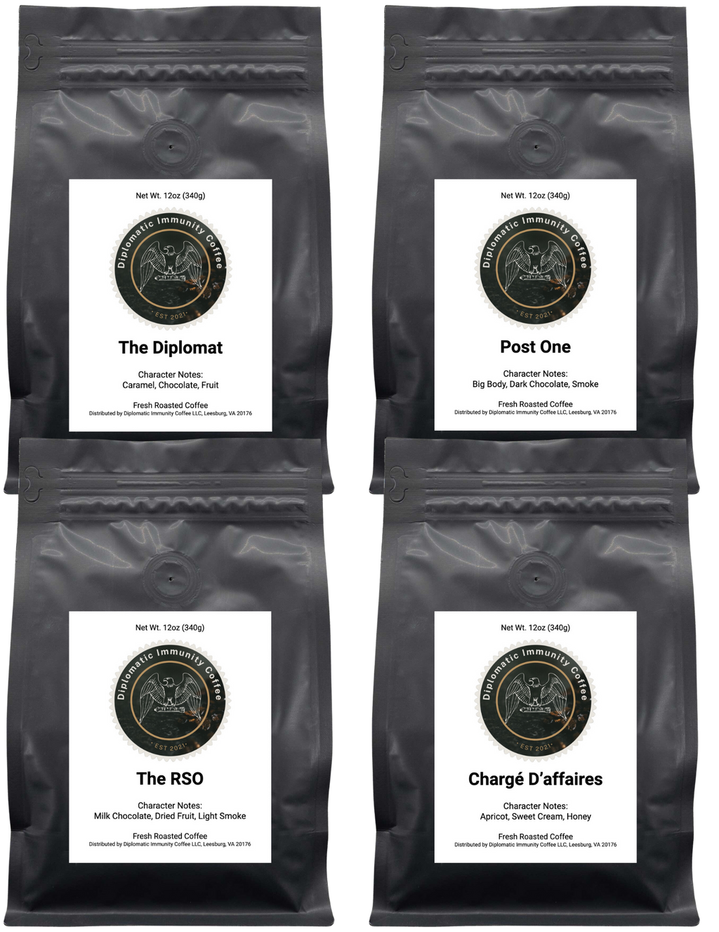 THE EMBASSY - 4 COFFEE SAMPLE PACK (POST ONE, THE DIPLOMAT, THE RSO, C ...